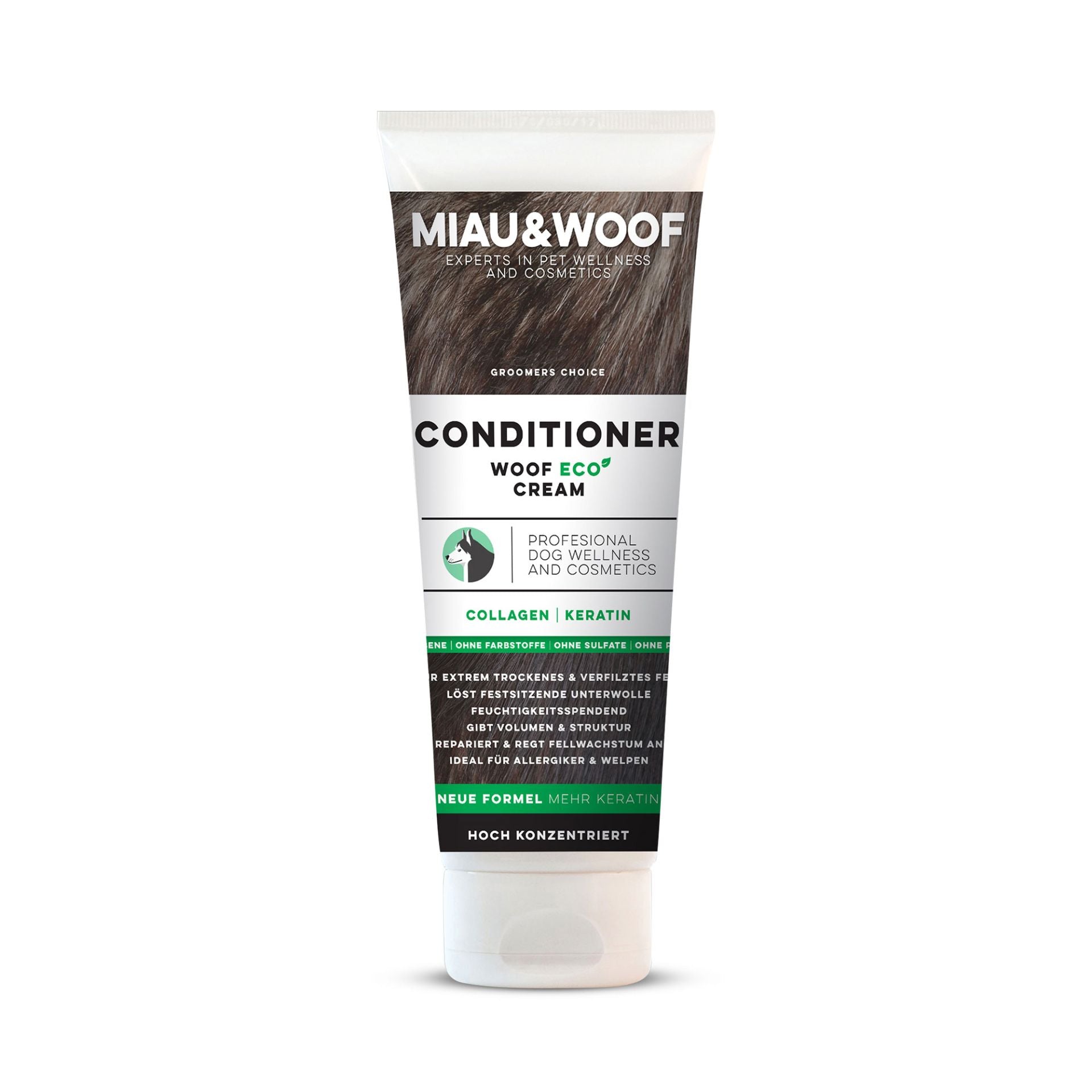 Woof Eco Cream Conditioner Tube 250ml for healthy and voluminous dog fur